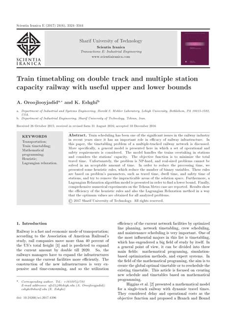 Pdf Train Timetabling On Double Track And Multiple Station Capacity