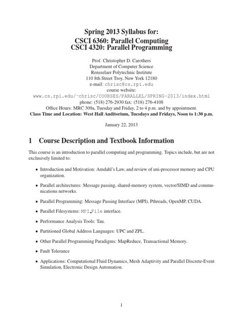 Syllabus Parallel Computing Pdf Parallel Computing Message Passing Interface