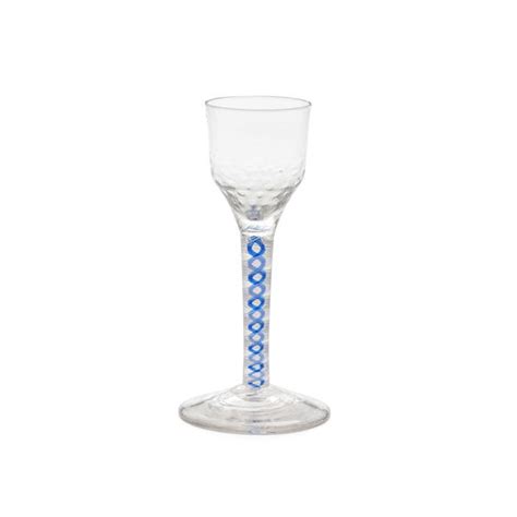 Bonhams A Good Blue Colour Twist Wine Glass Circa 1765
