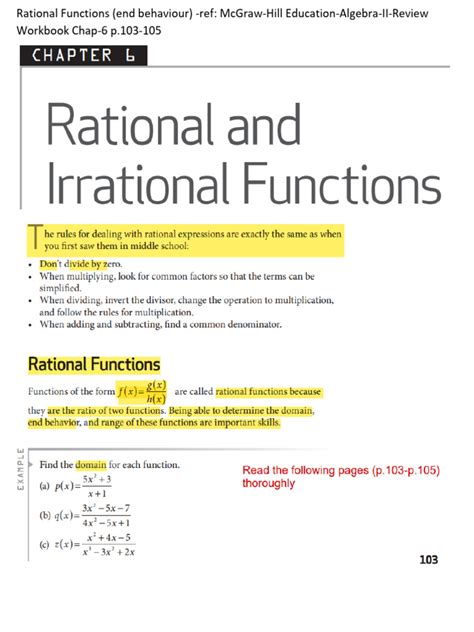 Rational Functions Domain End Behaviour And Graphs Problems Pdf