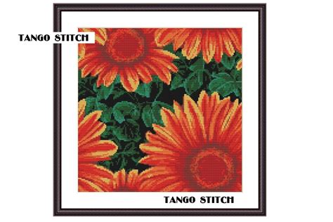 Sunflower Cross Stitch Orange Flower Graphic By Tango Stitch · Creative