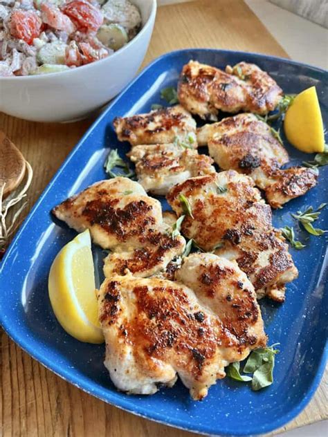 Easy Skillet Greek Chicken Thighs Hungry Happens