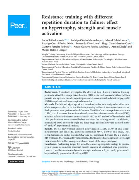 Pdf Resistance Training With Different Repetition Duration To Failure