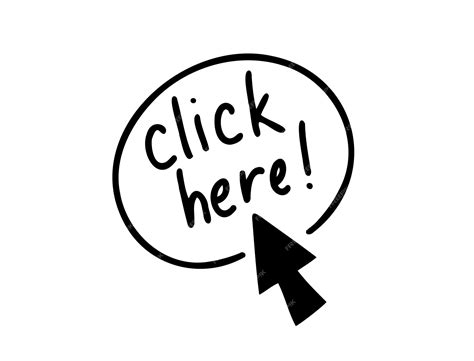 Click Here Doodle Button Hand Drawn Sketch Cursor Icon Web Site Register Freehand Drawing Style