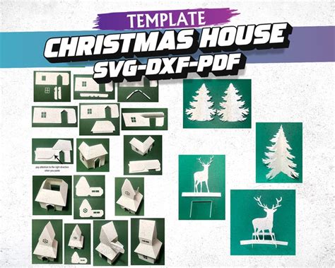 3D Weihnachtshaus SVG Weihnachtsdorf Vorlage Weihnachtsstadt SVG