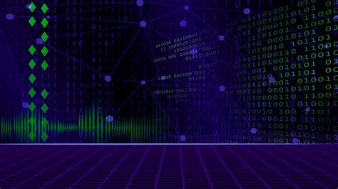 Synthwave Network Technology Background With Computer Binary Code
