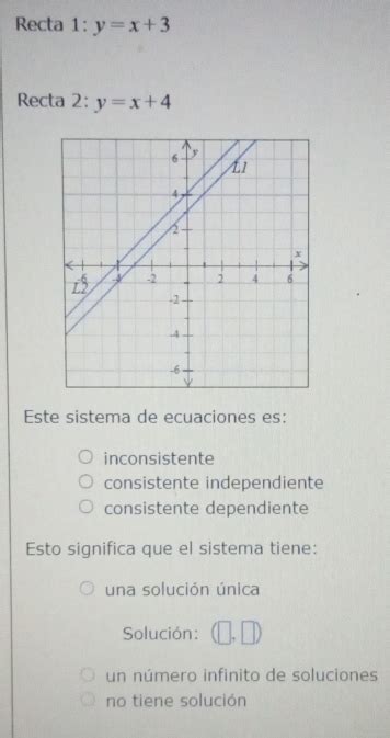 Solved Recta 1 Yx3 Recta 2 Yx4 Este Sistema De Ecuaciones Es