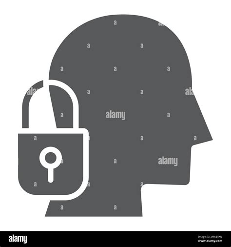 Head Lock Glyph Icon Protection And Person Padlock And Head Sign