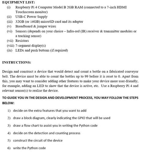 equipment list i raspberry pi 4 computer model b