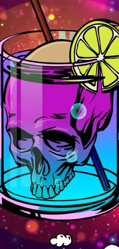 Vibrant Skull Cocktail Art Wallpaper Free Download