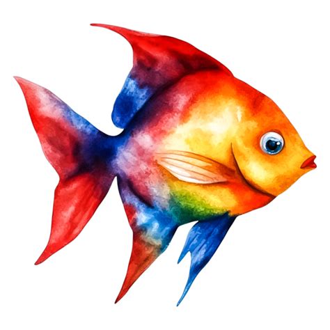 Colorful Watercolor Fish Painting With Vibrant Rainbow Shades 57348169 Png