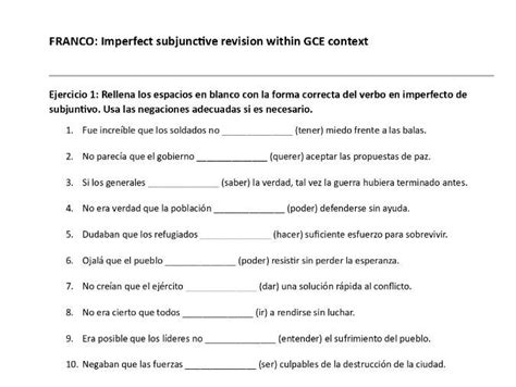 Gce Imperfect Subjunctive With Irregular And Negative Structures
