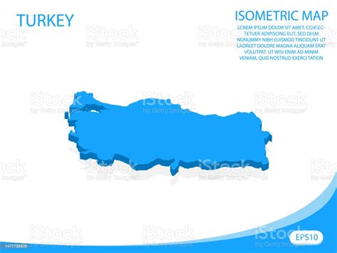 Modern Vector Isometric Of Turkey Blue Map Elements White Background
