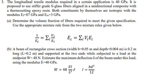 Solved 3 The Longitudinal Tensile Modulus Required In A
