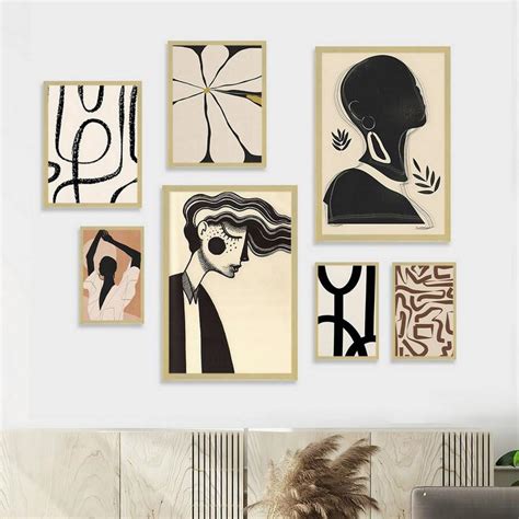 تابلو مدل طرح نقاشی مینیمال دختر آفریقایی Be 1121 مجموعه 7 عددی