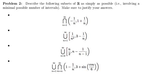 Solved Problem 2 Describe The Following Subsets Of R As Chegg Com
