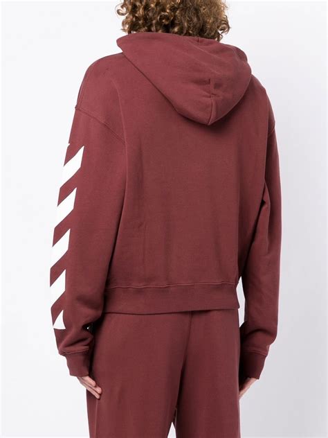 Off White Logo Print Cotton Hoodie Farfetch