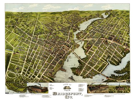 Amazing Birds Eye View Of Bridgeport Connecticut In 1875 Knowol