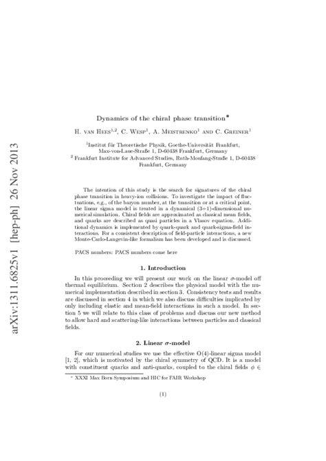 Pdf Dynamics Of The Chiral Phase Transition