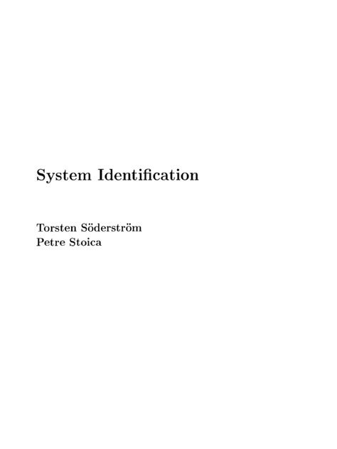 1989 Söderström T And Stoica P System Identification Pdf Pdf