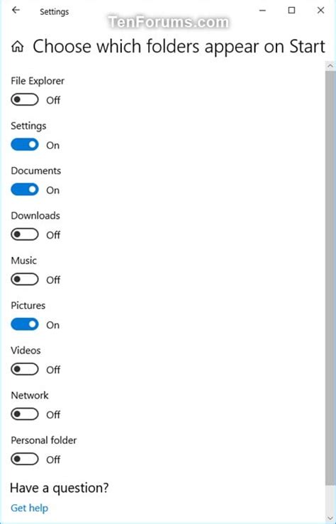 Backup And Restore Folders On Start List In Windows 10 Tutorials