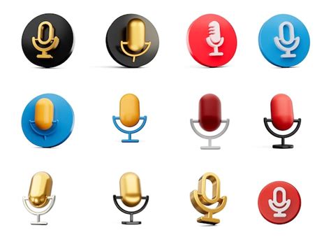 Premium Photo 3d Twelve Different Styles Of Microphone Symbols With Rounded Icons White