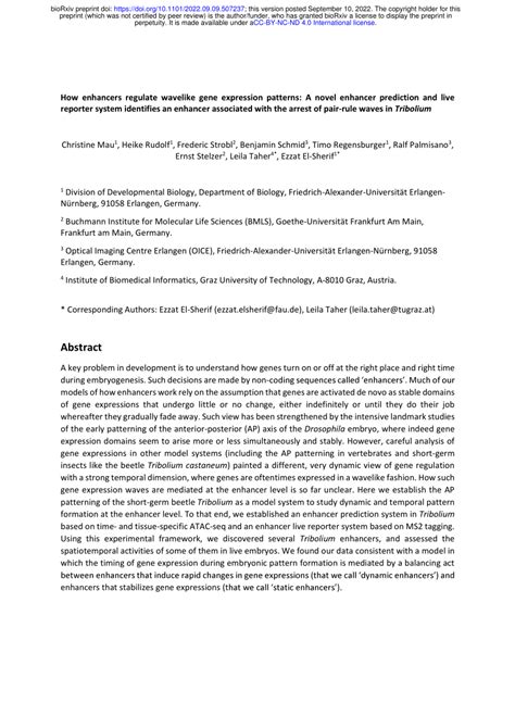 Pdf How Enhancers Regulate Wavelike Gene Expression Patterns A Novel Enhancer Prediction And