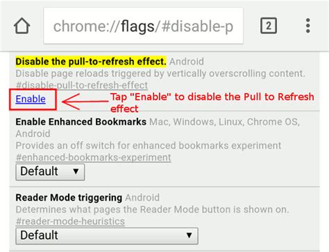 how to disable chrome s pull to refresh feature in android