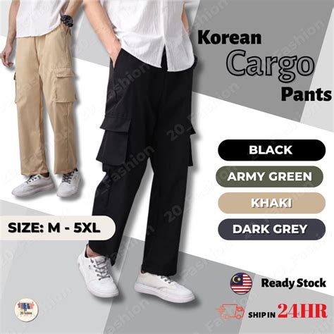 Ready Stock🇲🇾 Oversize Khaki Multi Pocket Straight Cut Casual Men Long