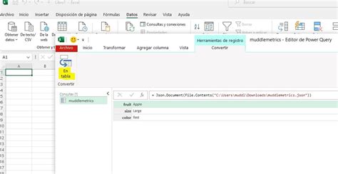 Cómo importar JSON para Excel Muddlemetrics