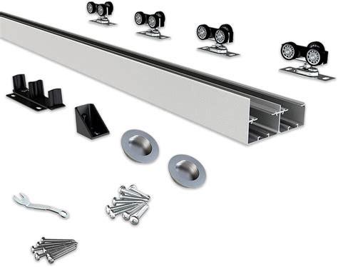 Jubest 72 Inch Bypass Sliding Door Hardware Set Aluminum Cabinet Door