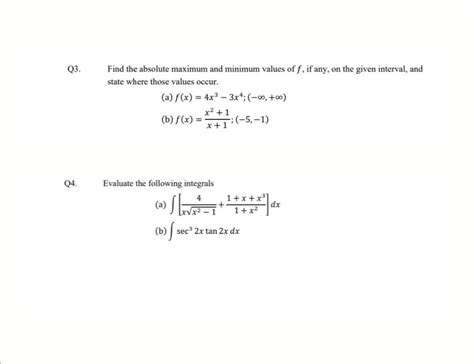 Solved Q3 Find The Absolute Maximum And Minimum Values Of