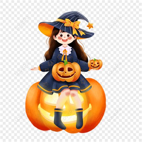 할로윈 작은 마녀 Png 일러스트 무료 다운로드 Lovepik