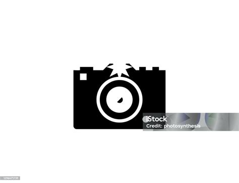Appareil Photo Avec Icône De Vecteur De Flash Symbole Plat