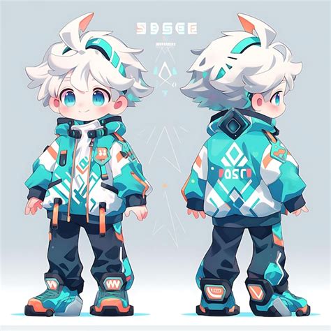 Caracter Anime De Homem Chibi Kawaii Biohacker Moda Cores
