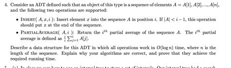 4 consider an adt defined such that an object of