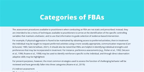 FBA Categories Screening And Assessment