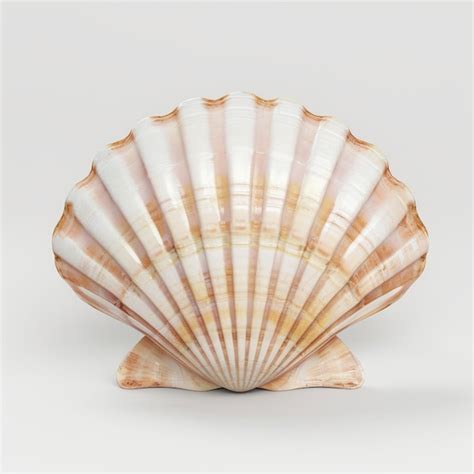 Single Seashell With White And Brown Stripes On A White Background Premium Ai Generated Image