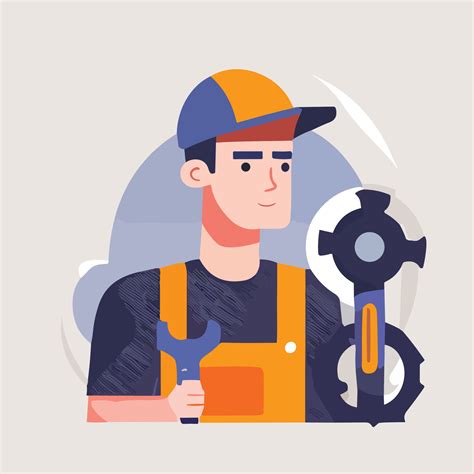 Engineer Man With Orange Cap And White Shirt 24681673 Vector Art At