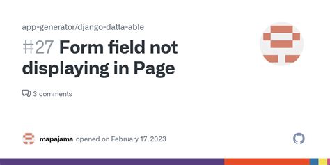 Form Field Not Displaying In Page Issue App Generator Django Datta Able GitHub