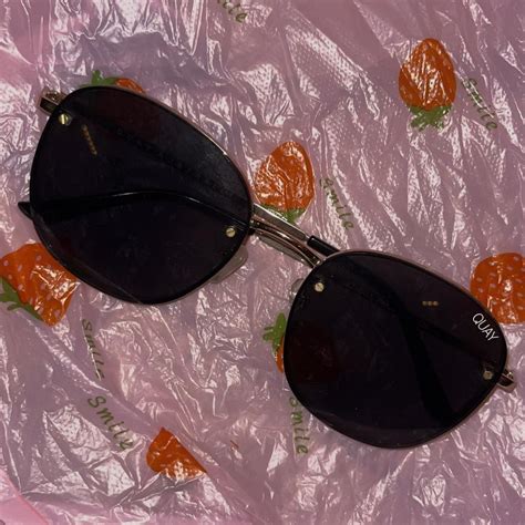Jezebel Womens Black And Gold Sunglasses Depop