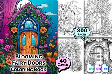300 Blooming Fairy Doors Coloring Pages Graphic By Panda Art Creative