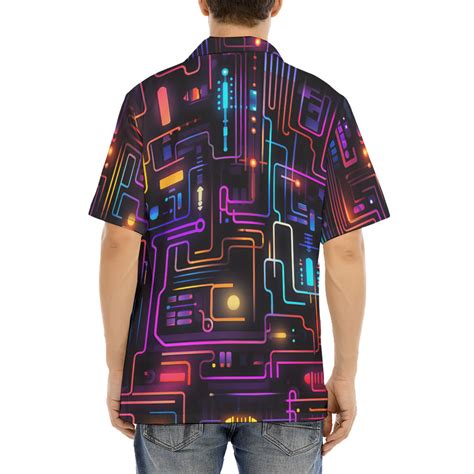Hawaiian Shirt Futuristic Circuit Board Neon Art Coolwear