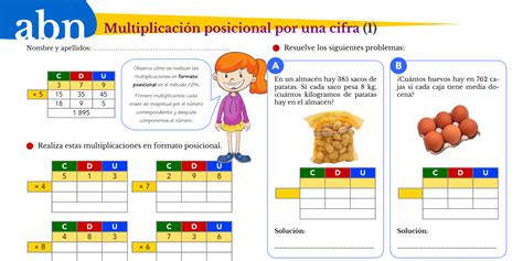 Método Abn Multiplicación Por Una Cifra En Formato Posicional