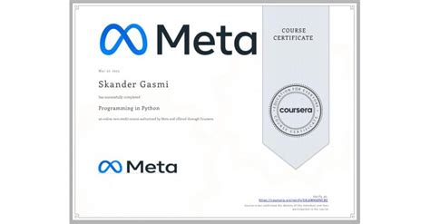 Mohamed Skander Gasmi على Linkedin Completion Certificate For Programming In Python