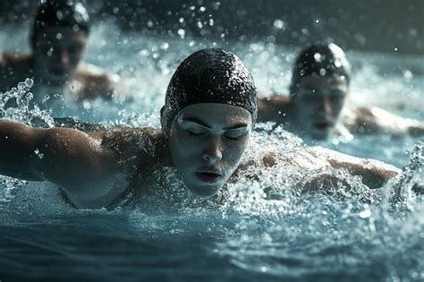 Swimmers In Synchronized Routines Premium Ai Generated Image