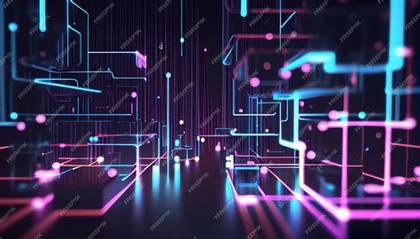 premium ai image generative ai neon data stream a glowing 3d render abstract background with