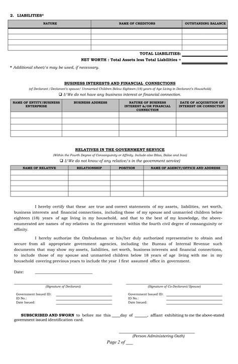 2015 Saln Form Sworn Statement Of Assets Liabilities And Net Worth Doc