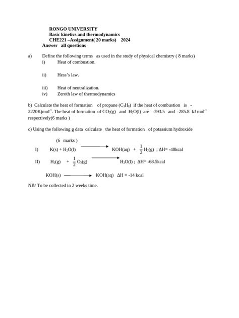 Che 221 Assignment 2024 Pdf