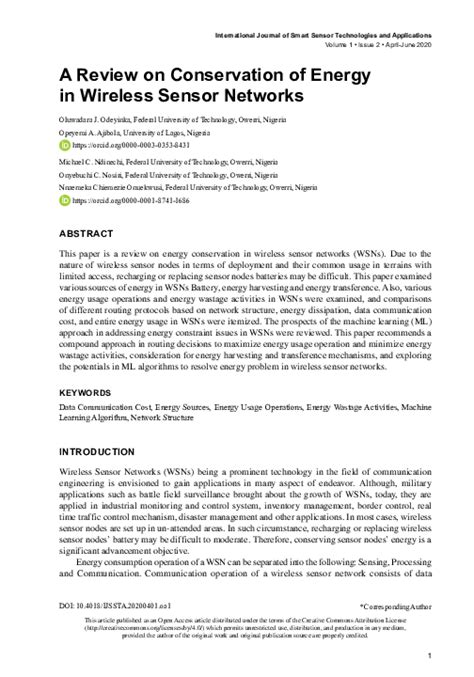 Pdf A Review On Conservation Of Energy In Wireless Sensor Networks